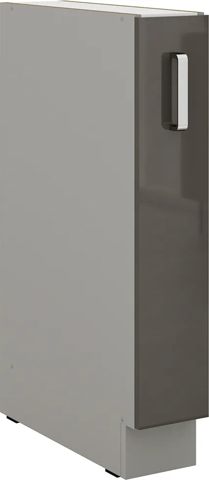 GREY gr | dolní skříňka 15 D CARGO s výsuvnou drátěnou policí | 15 cm | světle šedá/tmavě šedá lesk
