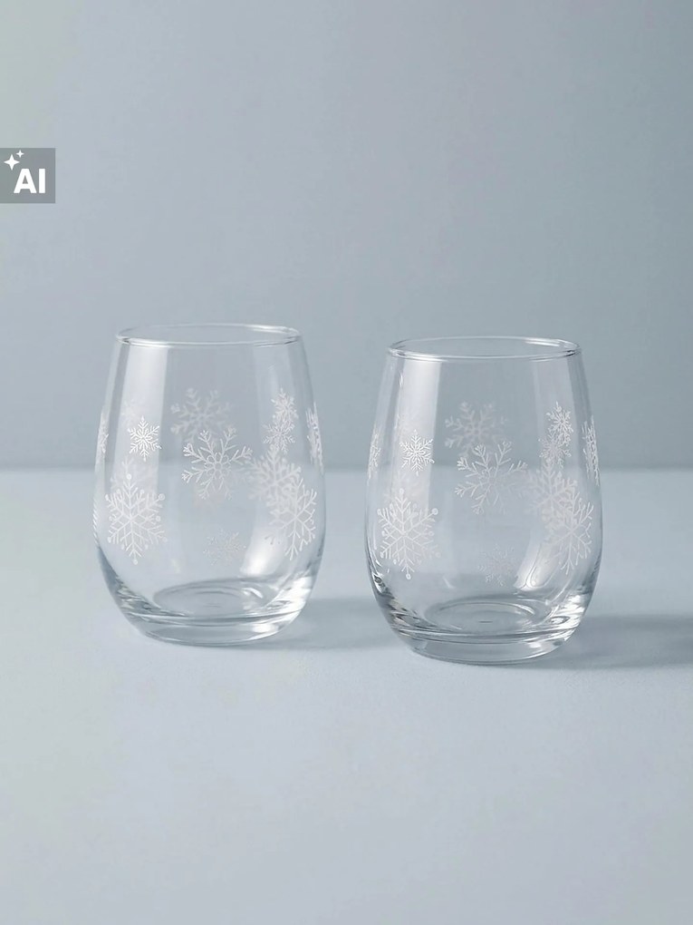 Sinsay - Vánoční sklenice s potiskem sněhových vloček 2 pack - clear