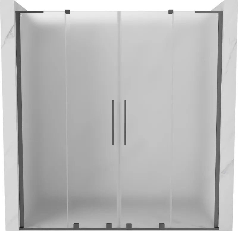 Mexen Velar L Duo, posuvné sprchové dveře do otvoru 180 cm, 8mm sklo námraza, broušený grafit, 871-180-003-32-95