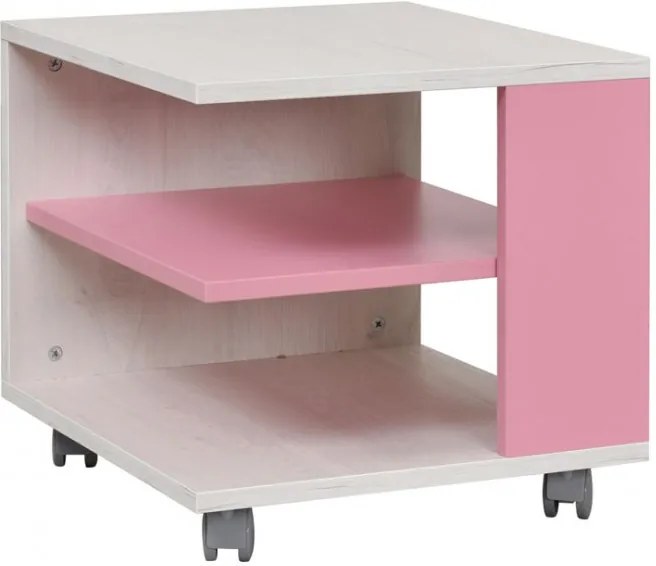 Konferenční stolek Numero - dub bílý/růžová