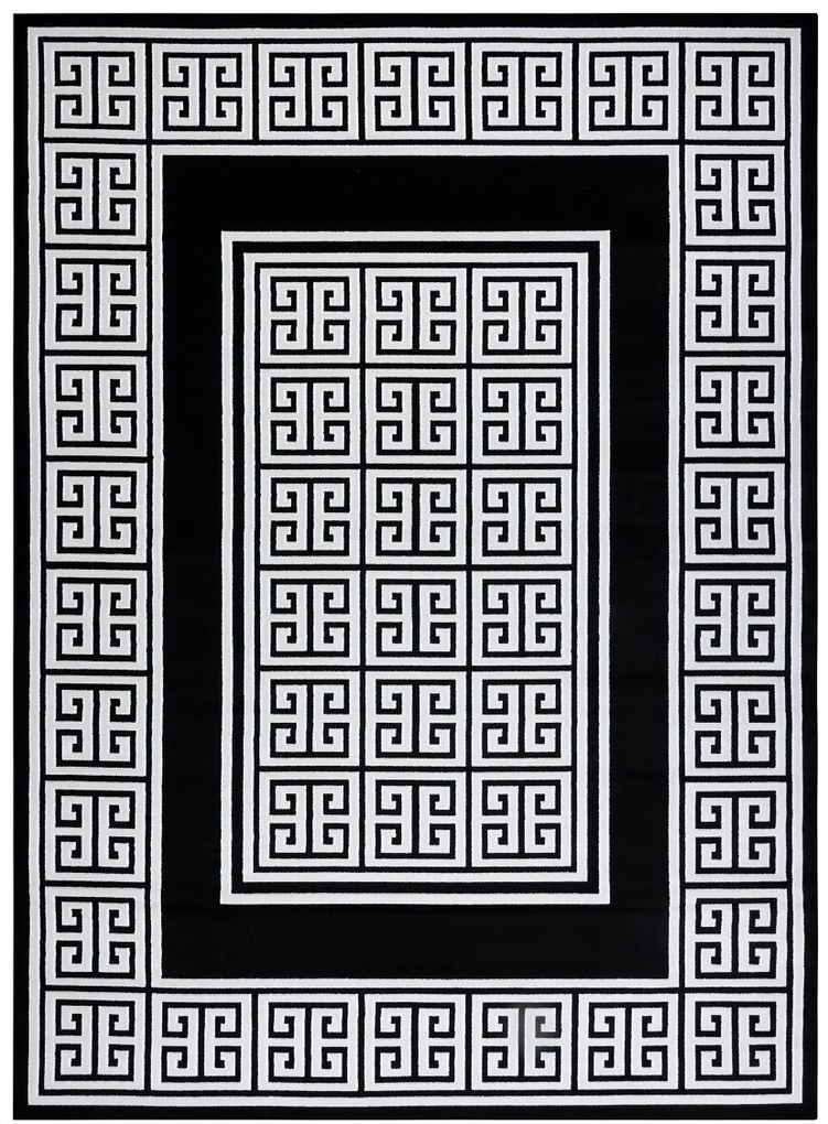 Dywany Łuszczów, Kusový koberec Gloss 6776 85 greek black/ivory, 160x220, černobílá, chodba / předsíň