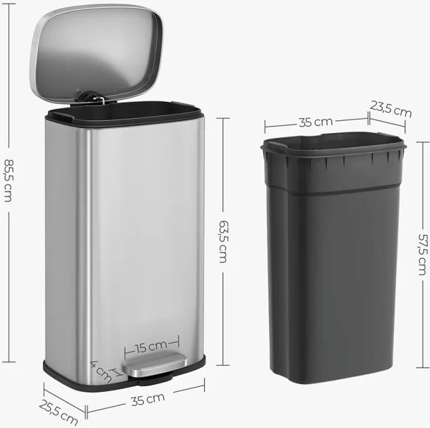 Odpadkový koš stříbrný AUK-E1103 CR