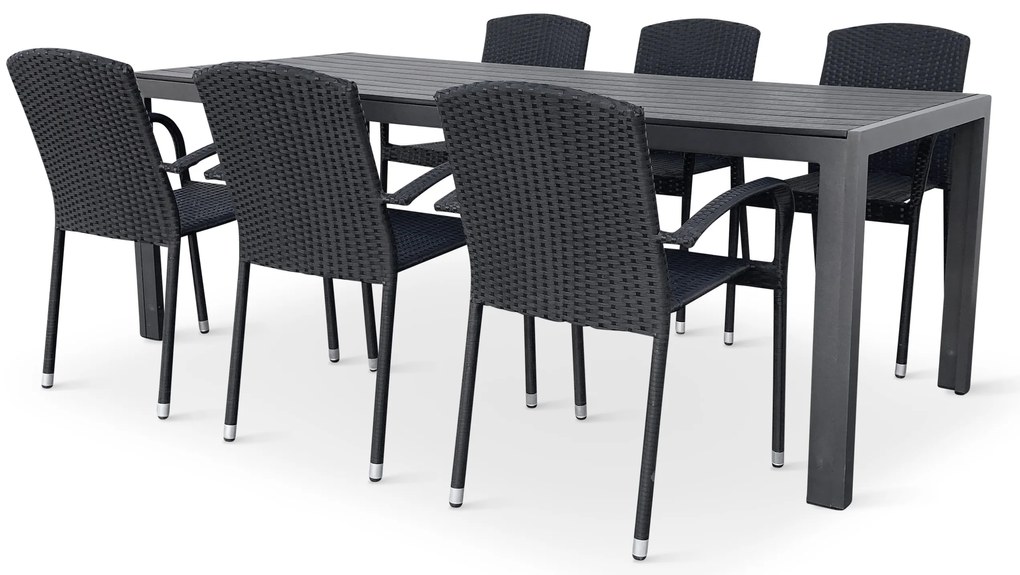 Nábytek Texim Nábytek na zahradu ratan - stůl VIKING XL 190cm + 6x židle ROMA