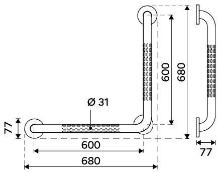 Nimco Nerezové madlo lomené 600 mm - BMLC 906060-90, černé