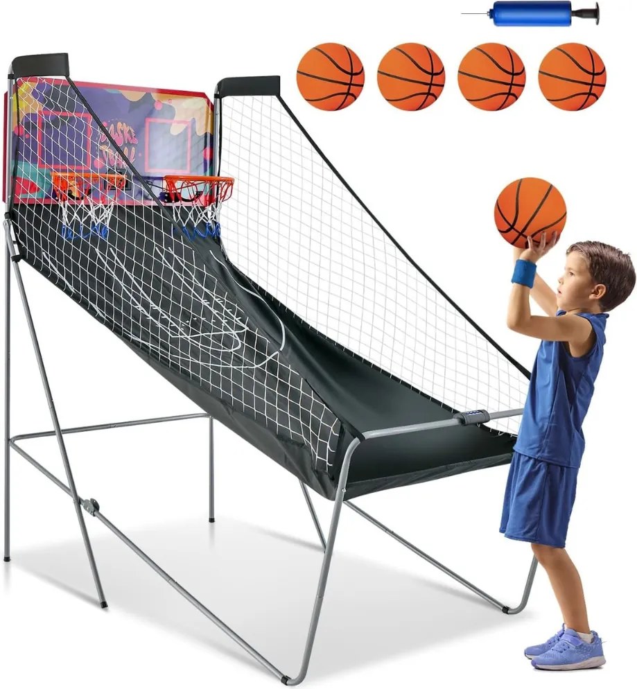 Costway 8 v 1 Basketbalový stroj Skládací elektrický stojan na basketbalový míč