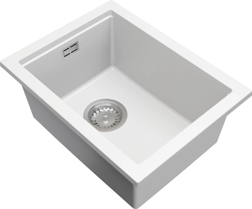Gamma Decor 3850, 1-komorový granitový dřez 380x500x207 mm, bílá, GMA-ZLE000158