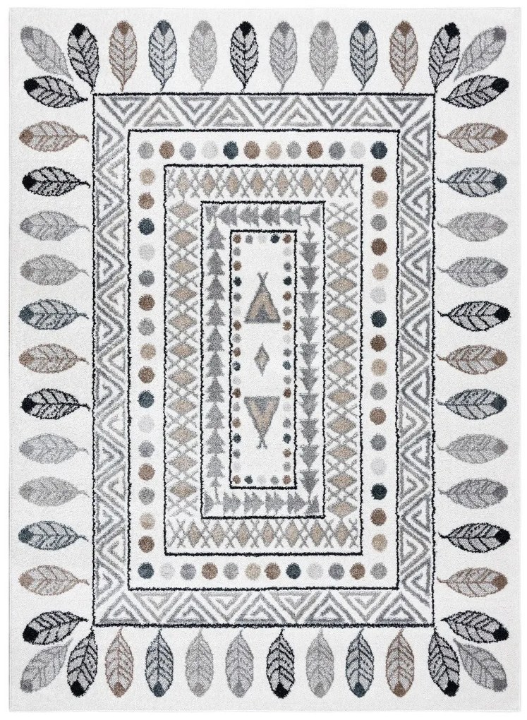 Dywany Łuszczów, Dětský kusový koberec Fun Teepee cream, 160x220, šedá, dětský pokoj