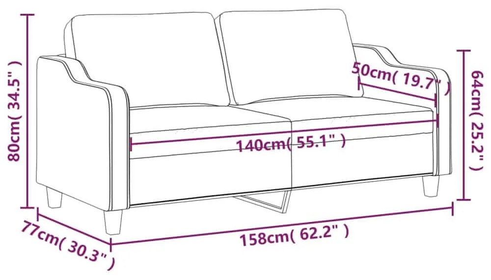 Petromila 2místná pohovka hnědá 140 cm textil