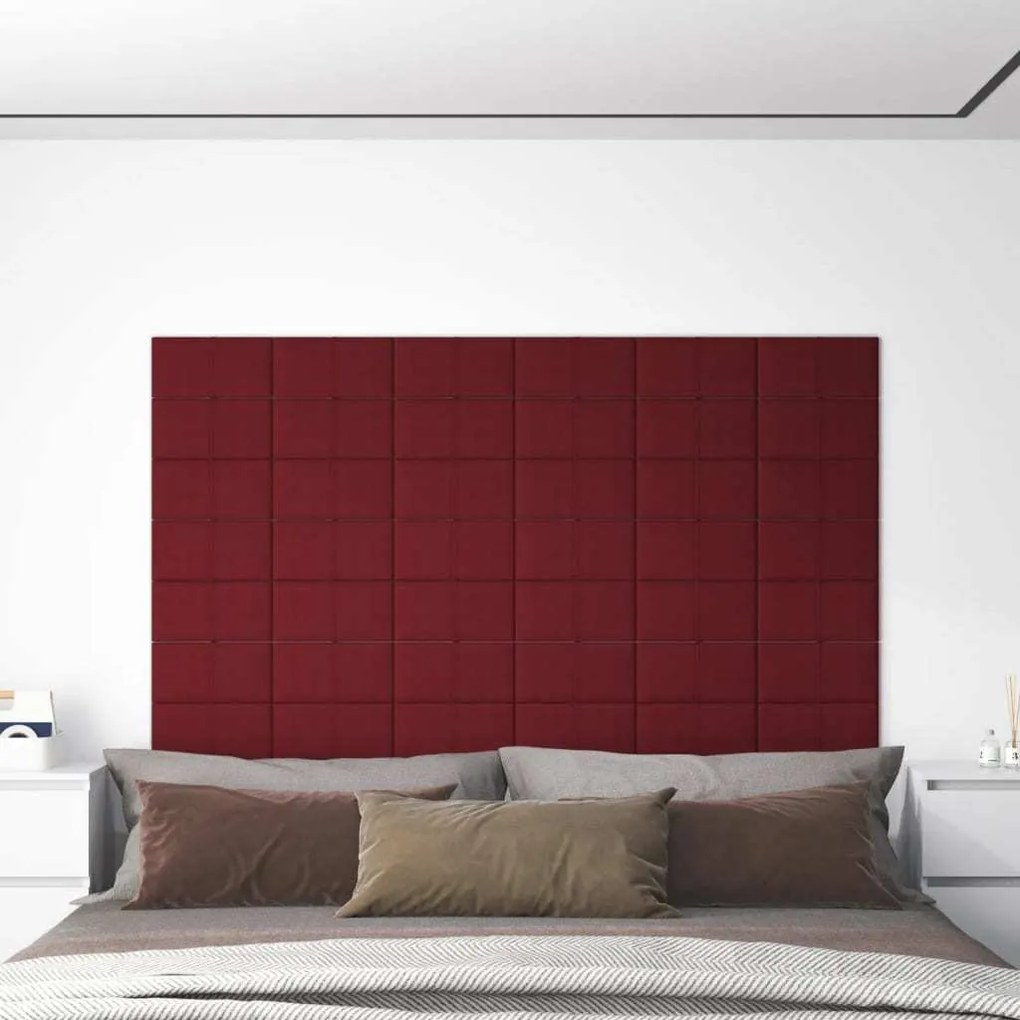 vidaXL Nástěnné panely 12 ks 30 x 15 cm textil 0,54 m² [344016] Barva: vínová červená