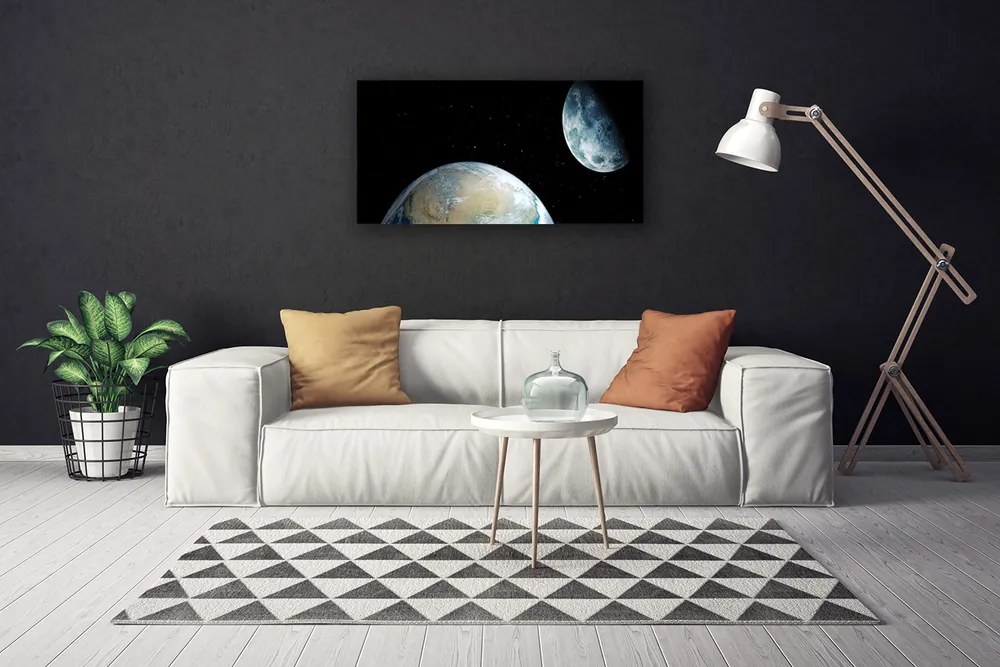 Obraz na plátně Měsíc Země Vesmír 120x60 cm