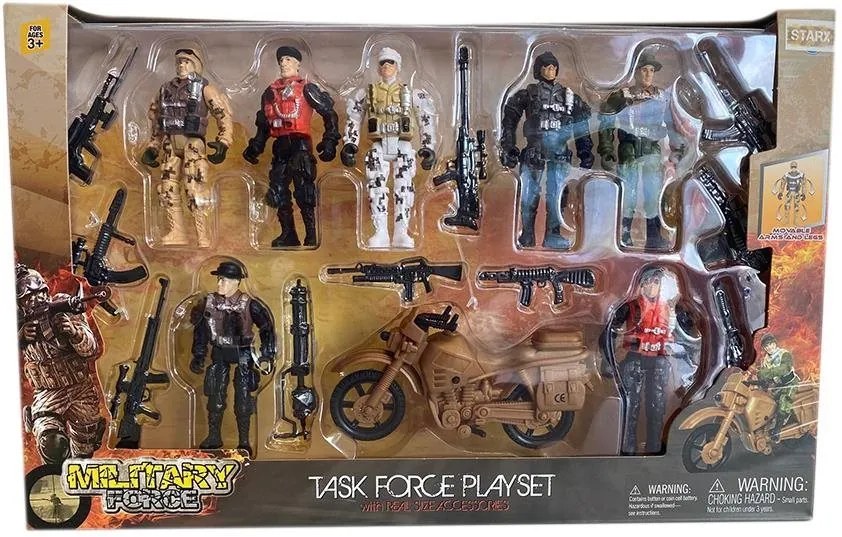 Set figurek a příslušenství mac toys starx velká sada vojáčků s motorkou