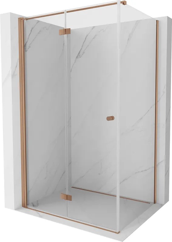 Mexen Mist-F T, 1-křídlý skládací sprchový kout levý 120 x 70 cm, průhledný, broušená měď - 8A6T-120-070-65-00-L