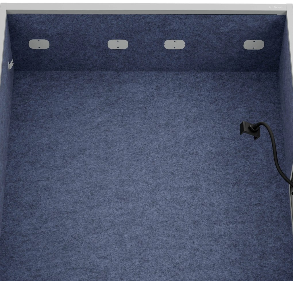 Kancelářská akustická kabina se sedátkem a USB-C portem, korpus šedý / sedák námořnická modrá, 1150 mm: SALLY MentalBox