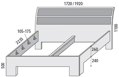 Postel Sofia, čelo oblé čalouněné 180 Domestav F115 Materiál: Buk cink, Barevne provedení: Moření, Specifikace: 160x200