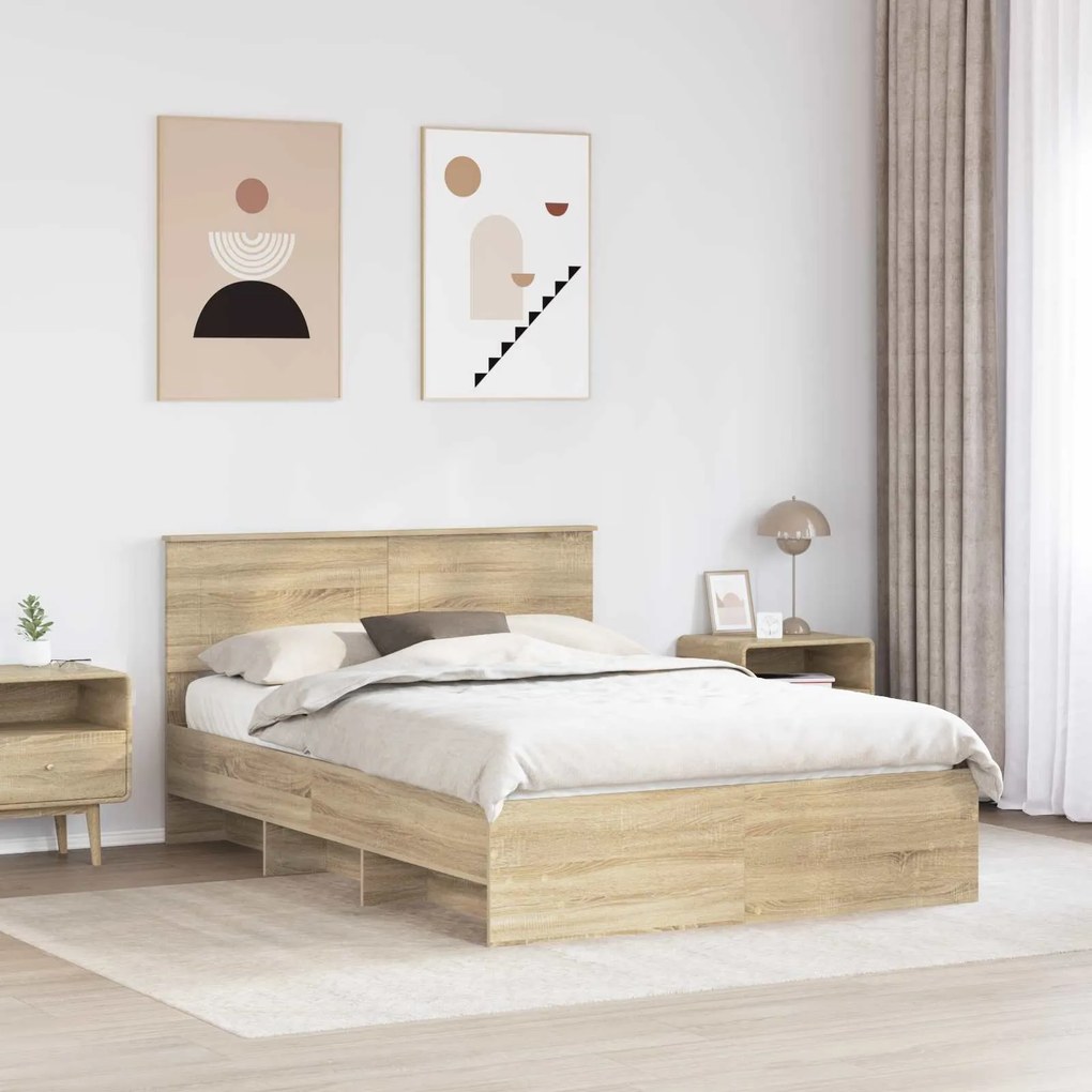 Rám postele s čelo Sonoma dub 140 x 200 cm Kompozitní dřevo 3408853