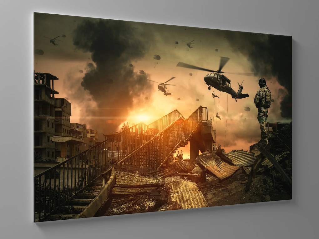 Liox Obraz vojáci a helikoptéry Rozměr: 60 x 40 cm