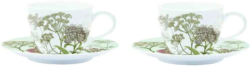 Easy Life porcelánové šálky a podšálky Botanica Green na kávu 2x110ml