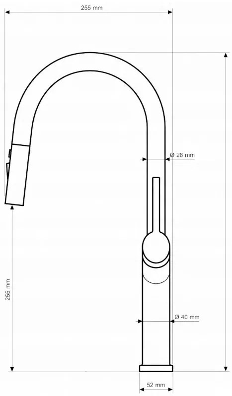 Gamma Round, vysoká dřezová baterie h-559, černá matná, GMA-BRDP-BK