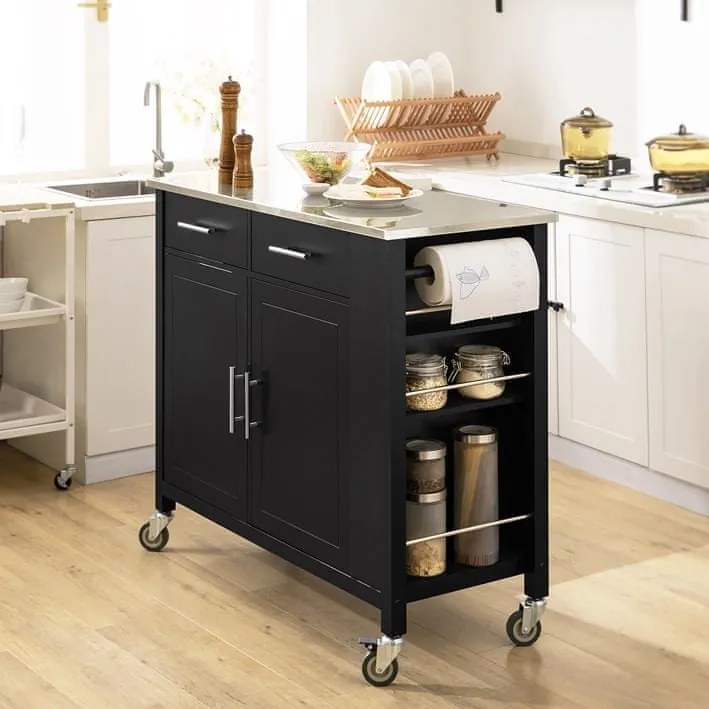 Sobuy SoBuy FKW108-SCH Kuchyňský vozík Kuchyňský ostrůvek Příborník Černý 107x94x46cm