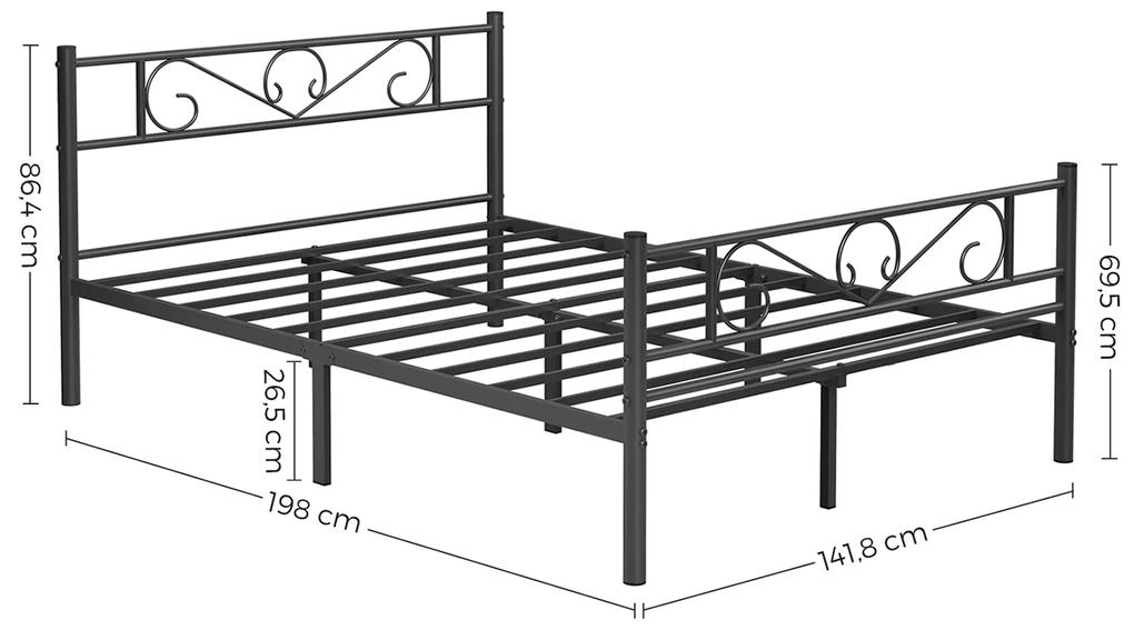 Kovový rám postele 190x140 cm Vasagle Dramatico černý