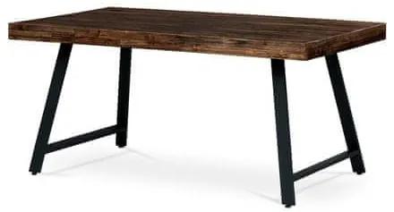 Autronic Moderní jídelní stůl Jídelní stůl, 160x90x76 cm, MDF deska, dýha borovice, kovové nohy, černý lak (HT-534 PINE)