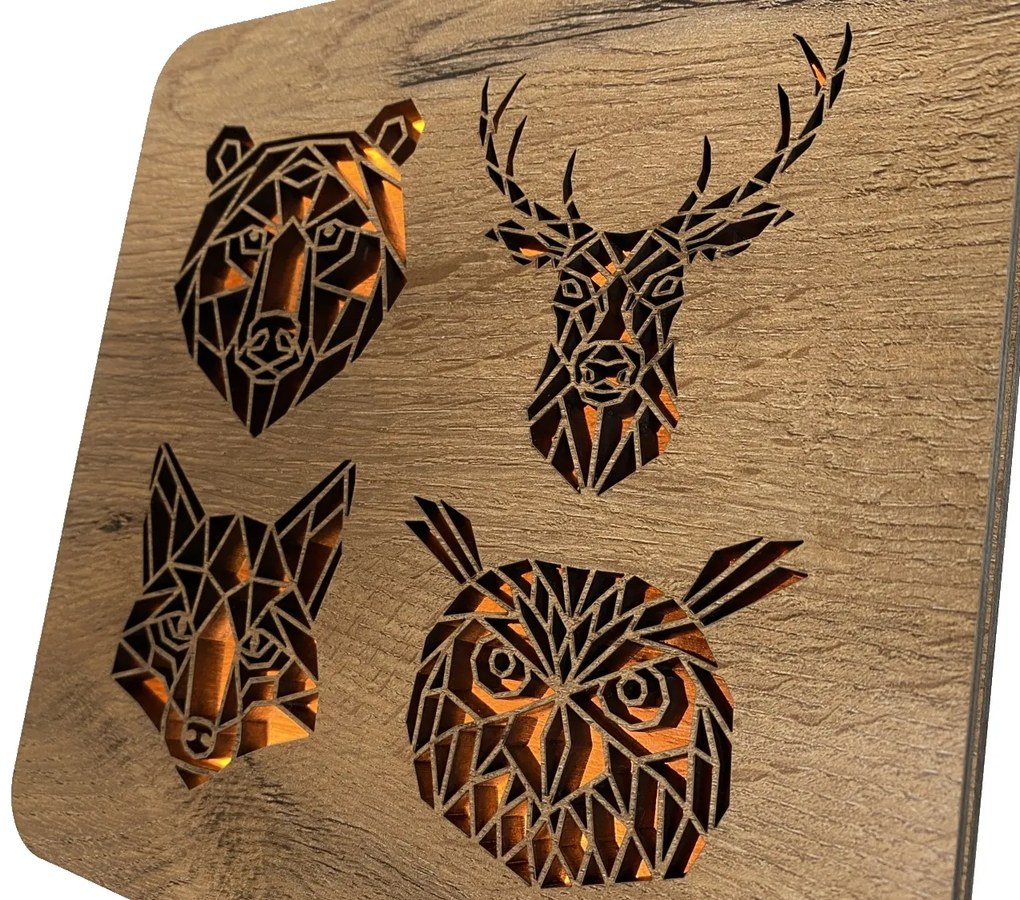 Li-Go "Lesní zvěř" lampa 19x19cm provedení povrchu: ořech