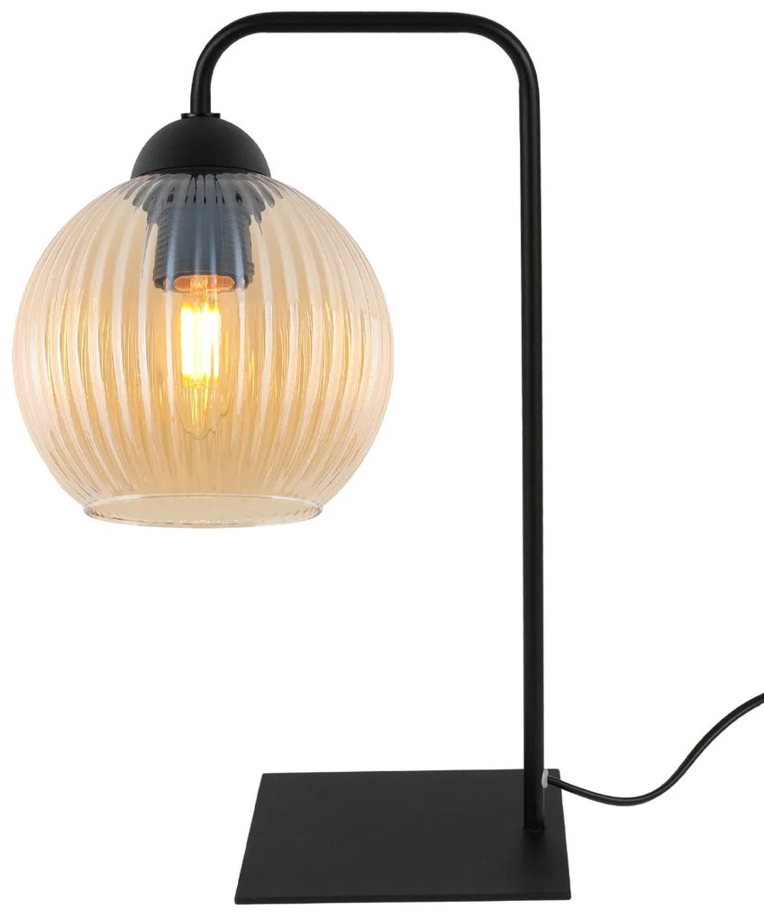 Stolní lampa Riffle Round, 1x medové skleněné stínítko