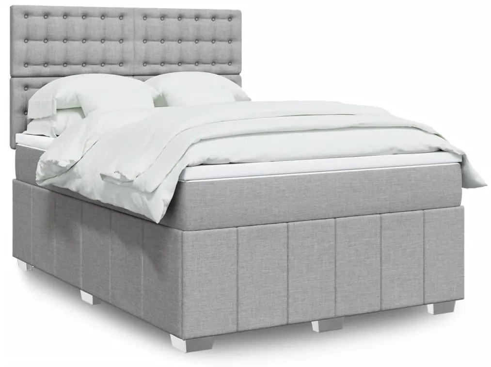 Box spring postel s matrací světle šedá 140 x 190 cm textil 3291677