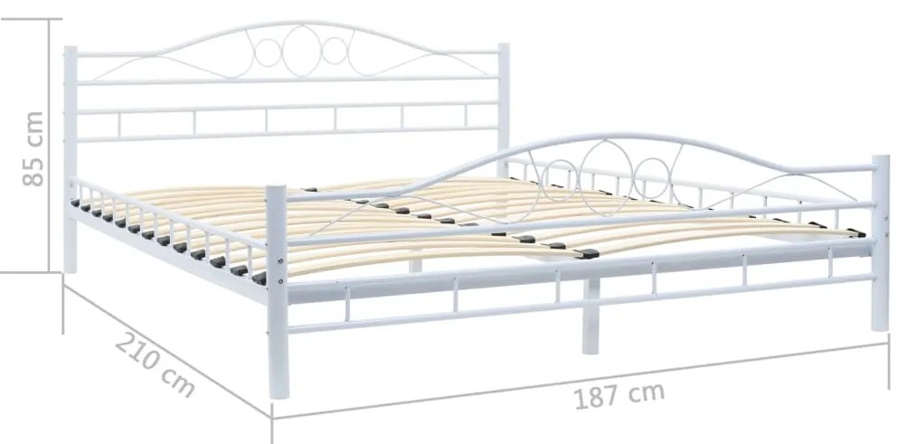 Kovový rám postele laťkový rošt - zaoblený design - bílý | 180x200 cm