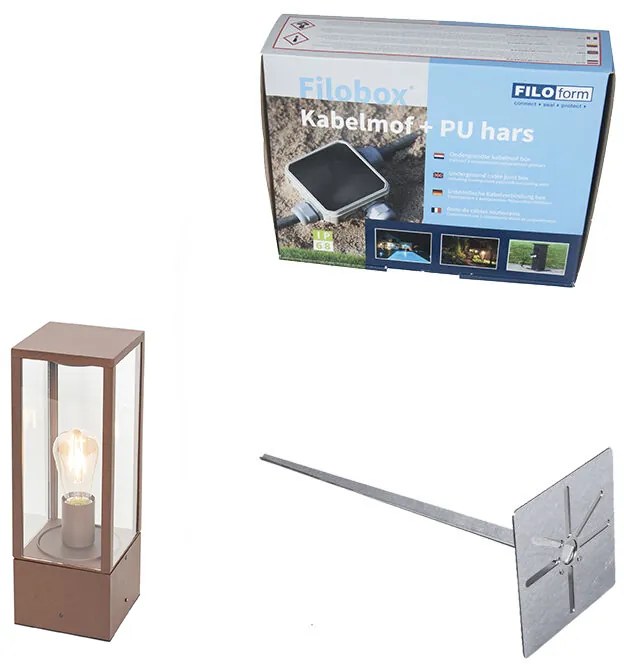Průmyslové stojací venkovní svítidlo rezavě hnědá 40 cm IP44 - Charlois
