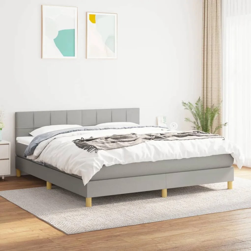 Box spring postel s matrací světle šedá 180 x 200 cm textil 3140633