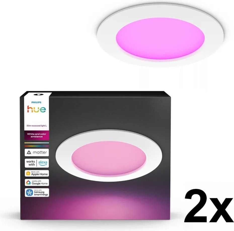 Philips - SADA 2x LED RGBW Stm. koup. podhledové sv. Hue SLIM LED/12W/230V IP44