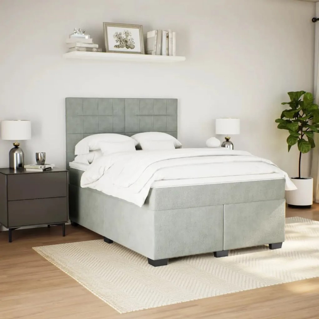 Box spring postel s matrací světle šedá 140x200 cm samet 3293230