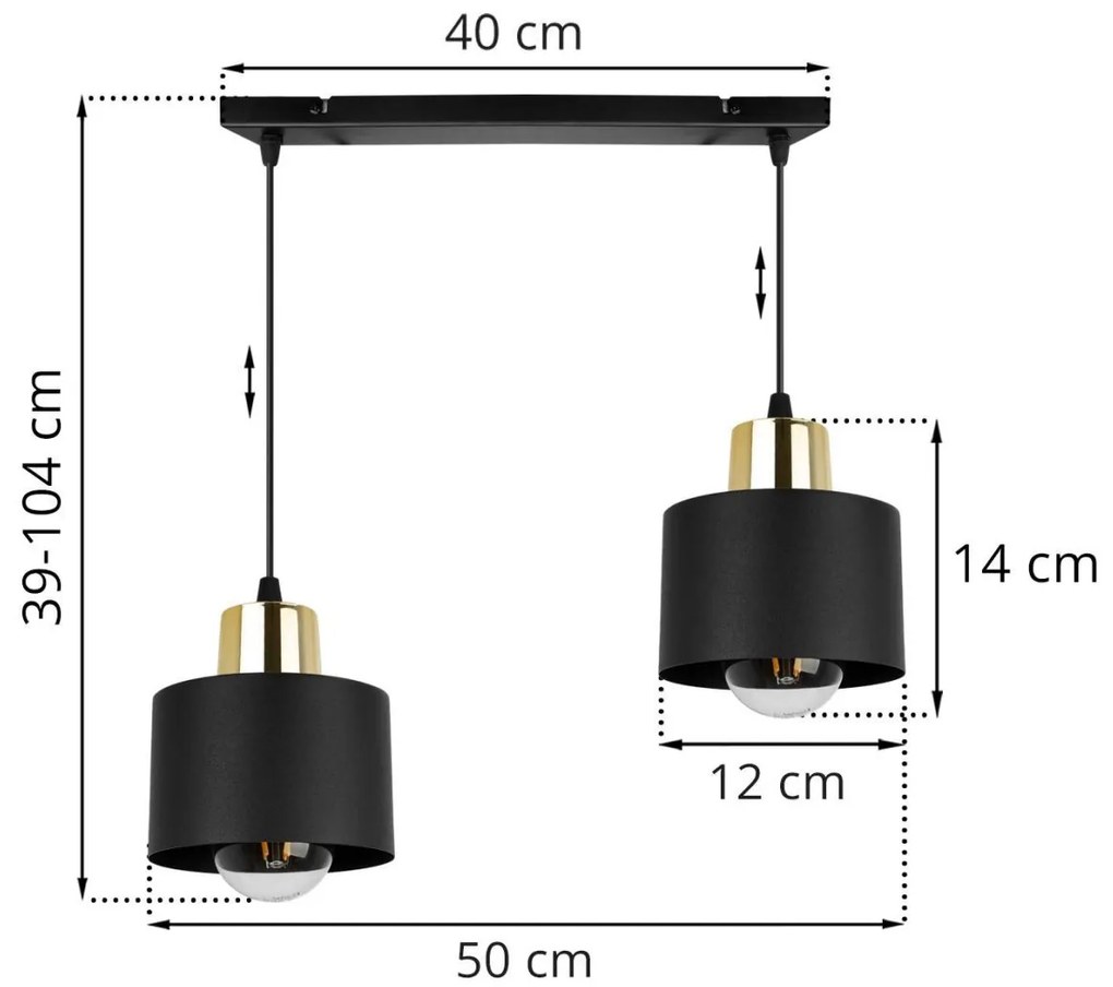 Závěsné svítidlo Panta, 2x černé kovové stínítko, g