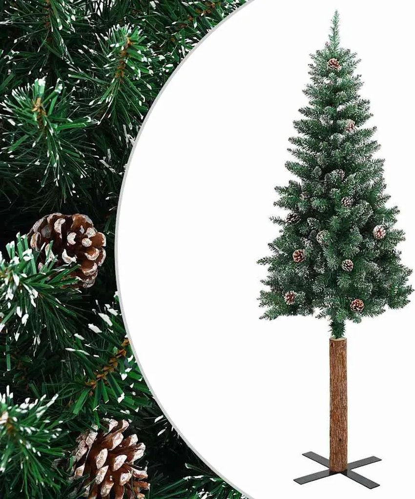 Úzký vánoční stromek pravé dřevo a bílý sníh zelený 150 cm 320960