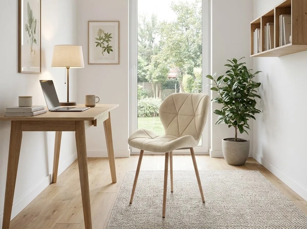Jídelní židle MANGO VELVET, světle béžová