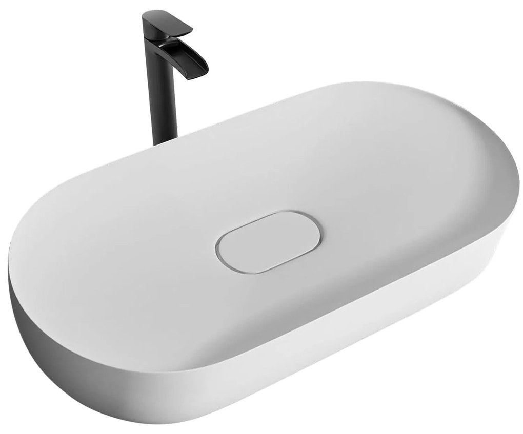 Rea iris, umyvadlo na desku z konglomerátu 700x355x105 mm, bílá matná, REA-U4305