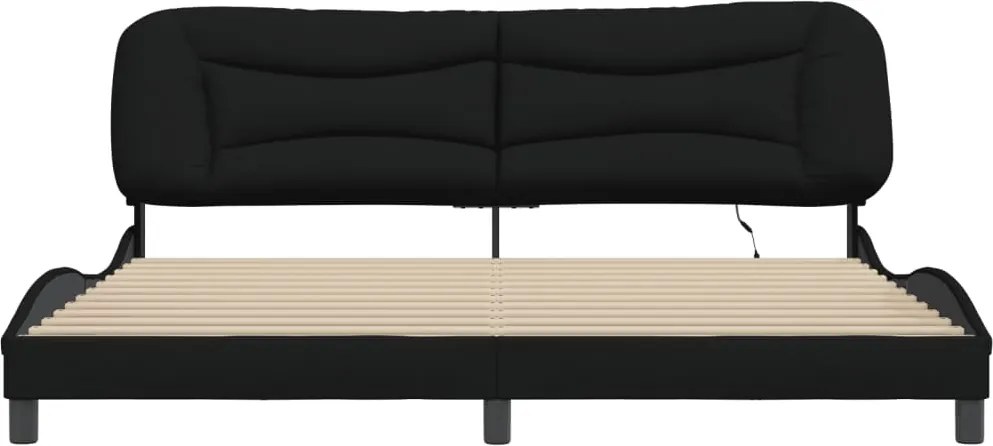 Rám postele s LED bez matrace Hvar černý 200x200 cm Látka 3213727