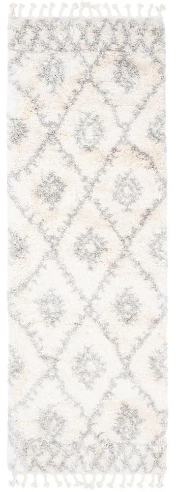 Kusový koberec shaggy Azteco krémově šedý atyp 60x200cm