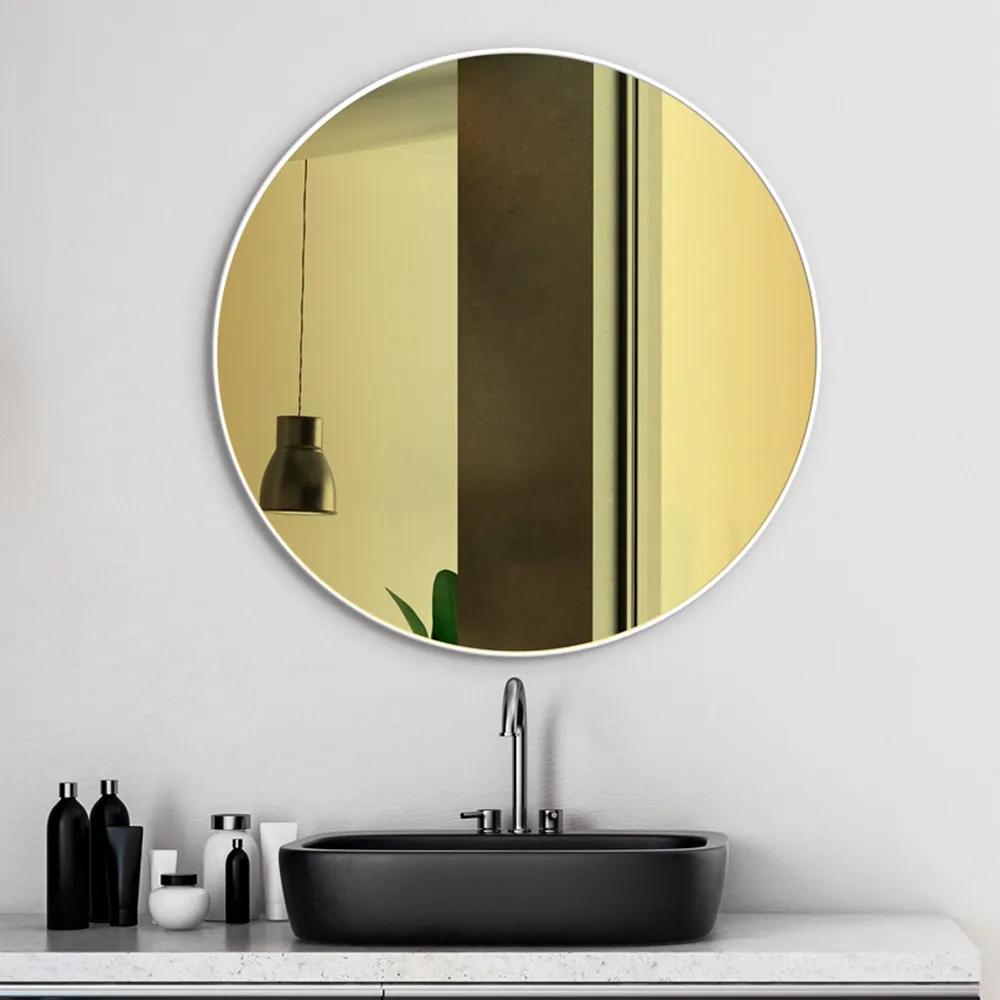 Zrcadlo Slim White - gold glass Rozměr: ø 55 cm