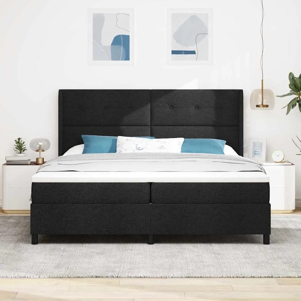 Postel s boxspringem s polštářem Černý 200 x 200 cm textil 3341667