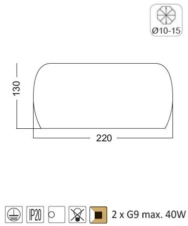 ACA DECOR Stropní svítidlo YVONNE max. 2x40W/G9/230V/IP20