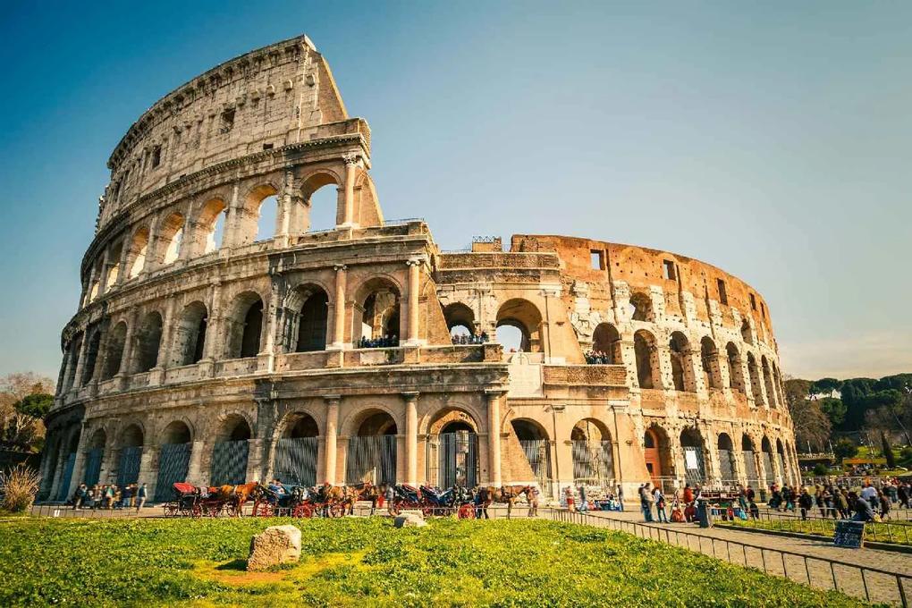 DIMEX | Samolepicí vliesová fototapeta na zeď Koloseum v Římě III. MA-5-1153 | 375 x 250 cm | zelená, modrá, béžová