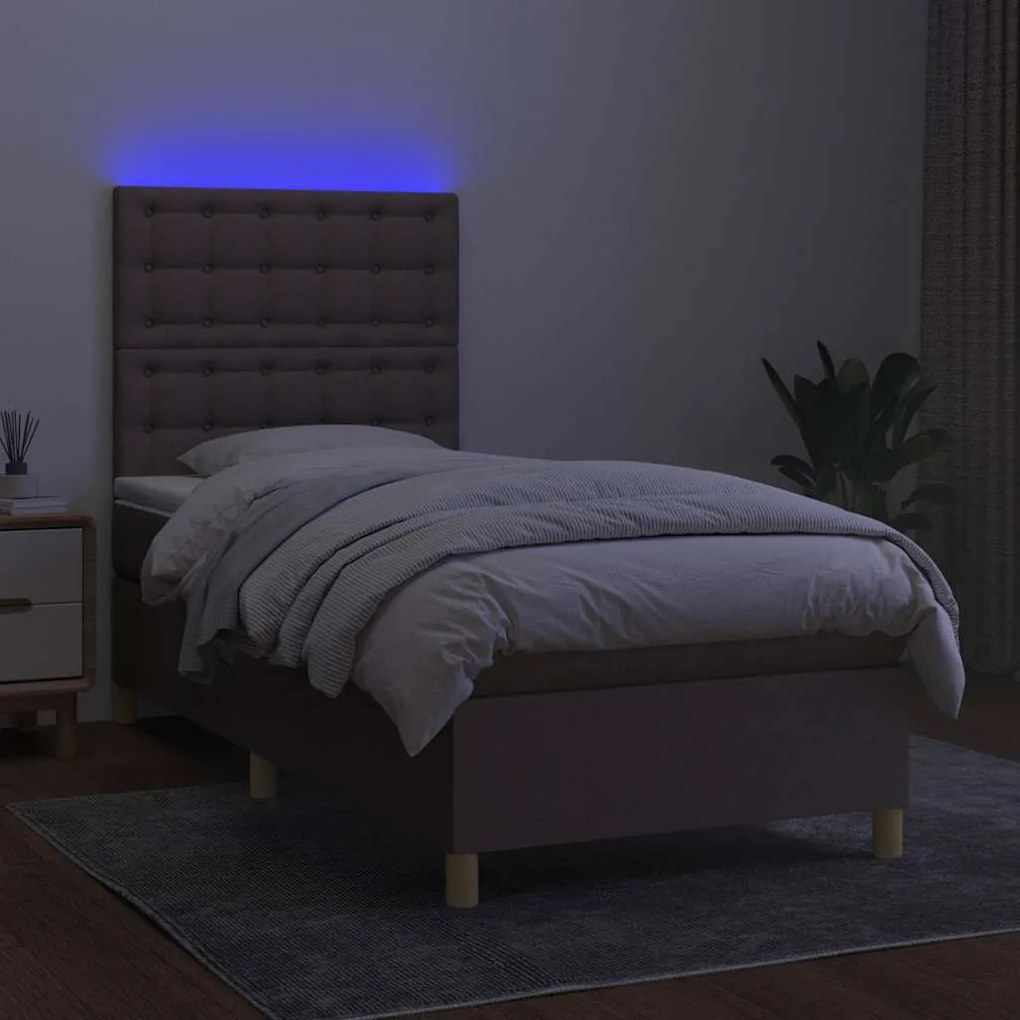Box spring postel s matrací a LED taupe 80 x 200 cm textil 3135713