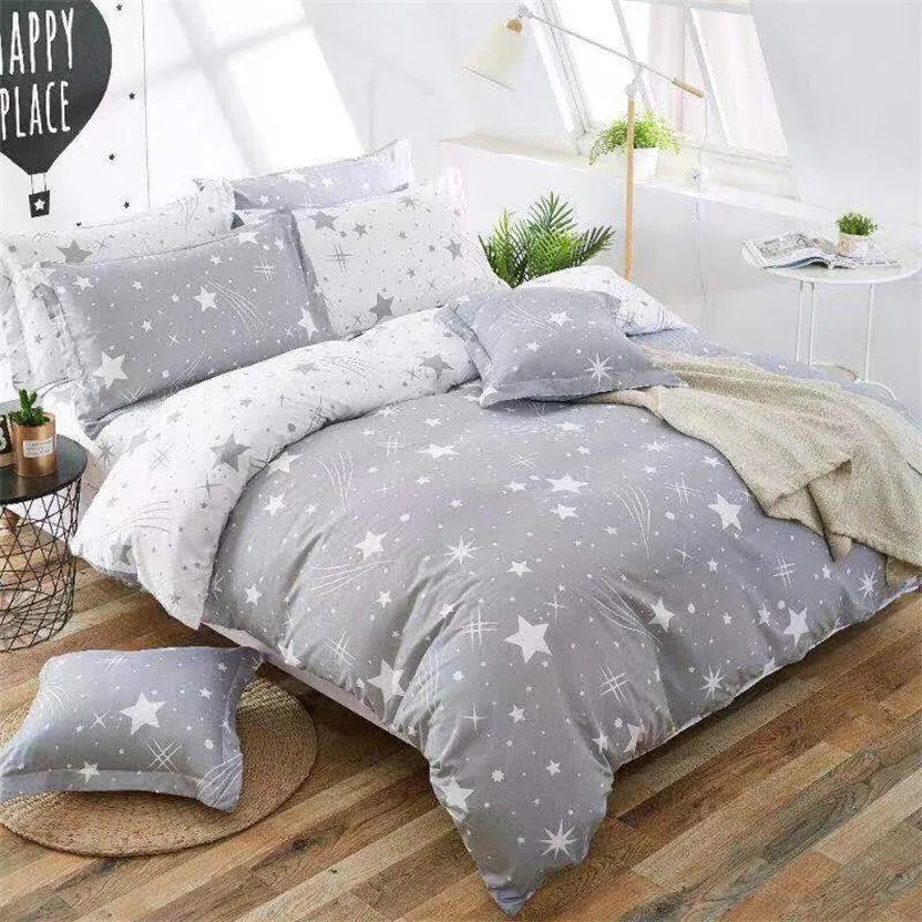 Bavlissimo 7-dílné povlečení obloha bavlna/mikrovlákno šedá bílá 140x200 na dvě postele