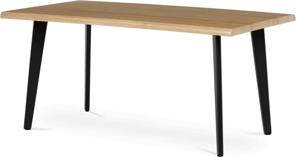 Stůl jídelní, MDF deska, kov, dekor divoký dub, černý lak (160 x 90) cm