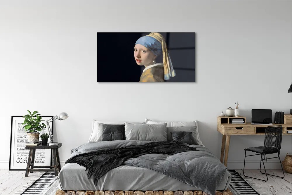 akrylový obraz Art Dívka s perlou 125x50 cm