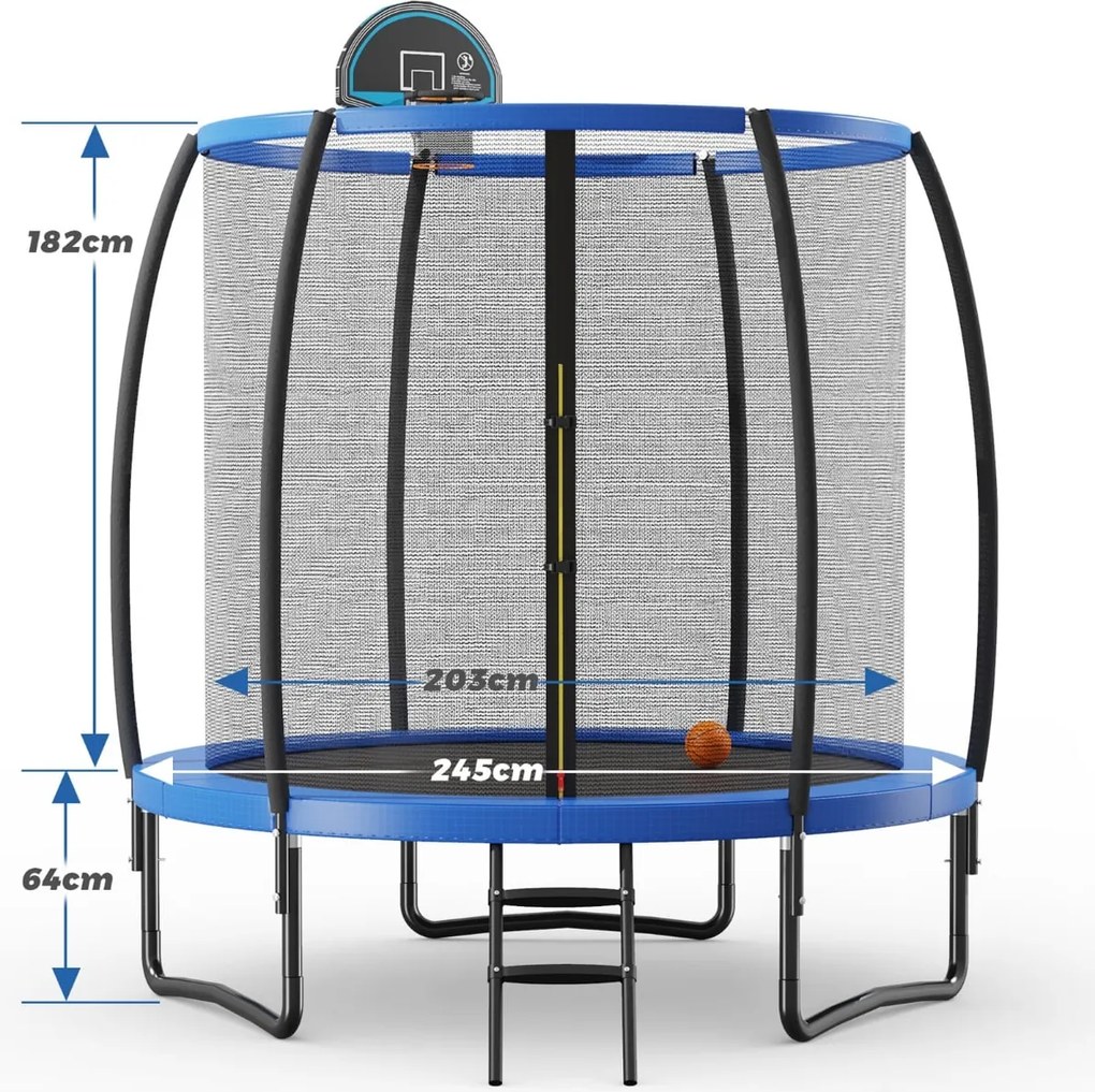 Costway Φ 244 cm venkovní trampolína s basketbalovým košem