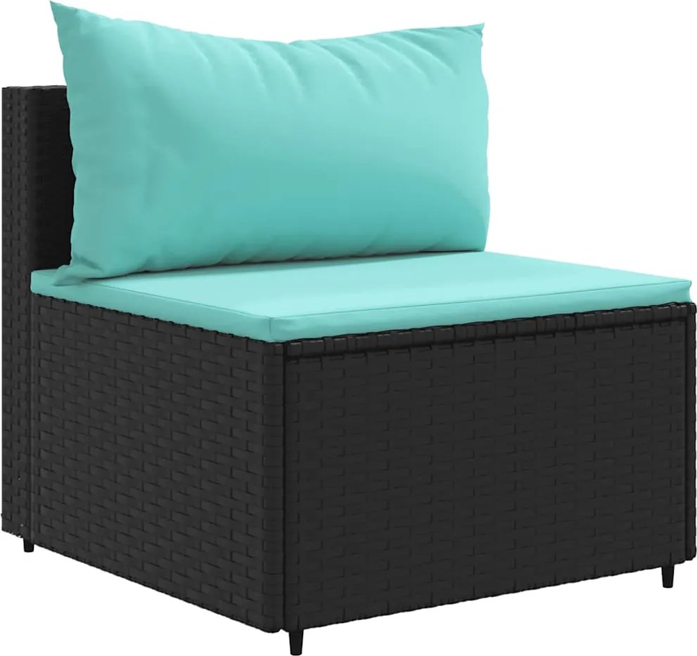 10dílná zahradní sedací souprava s poduškami černá polyratan 3308404