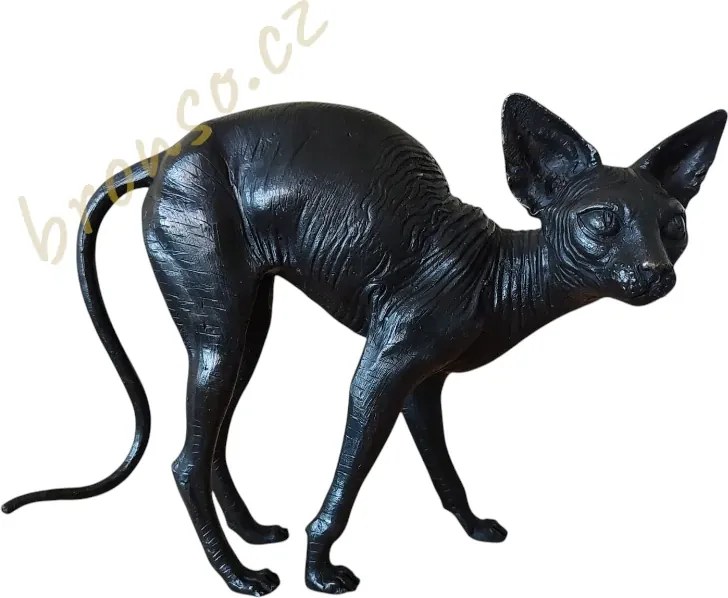 Sphynx – bronzová socha sfingy kočky, elegantní ručně vyrobená dekorace pro milovníky koček